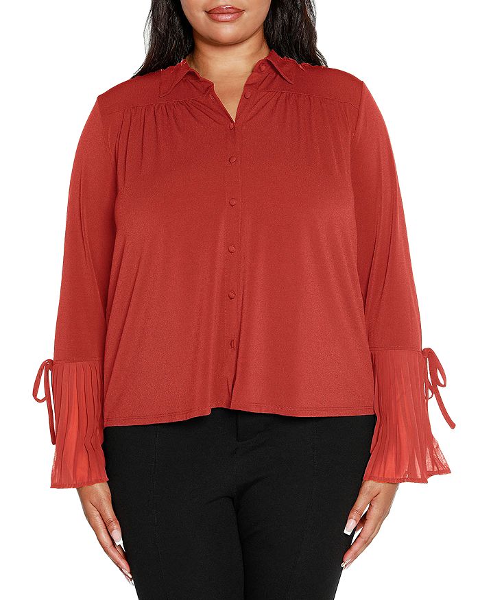 Belldini Plus Button Front Flare Sleeve Top | Bloomingdale's
