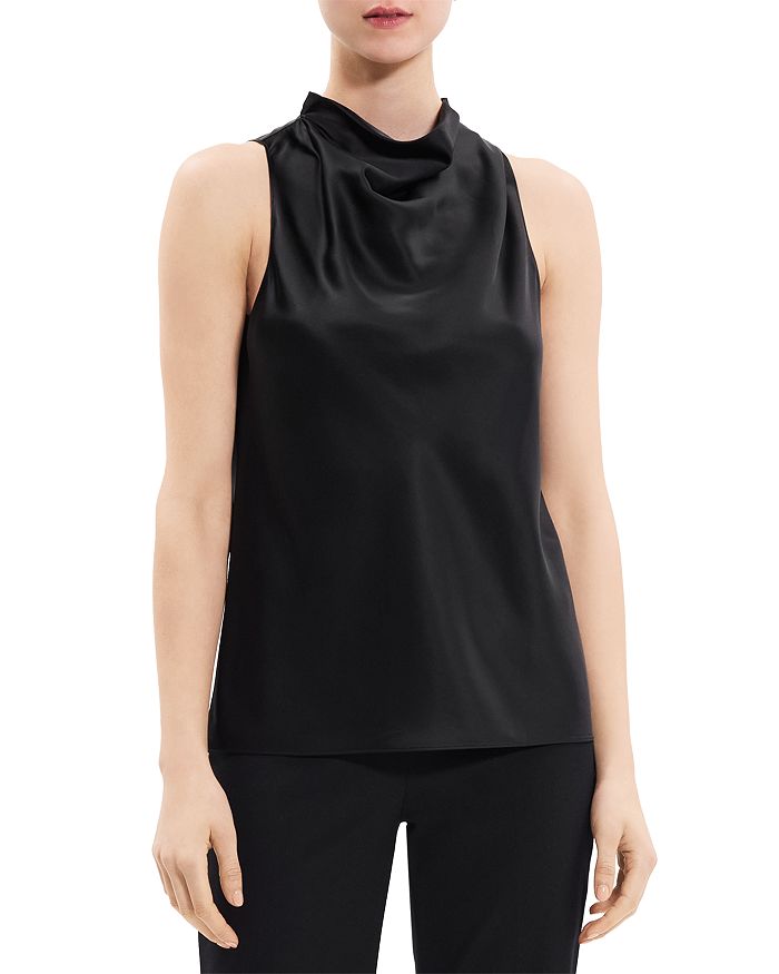 Theory Satin High Cowl Neck Top | Bloomingdale's