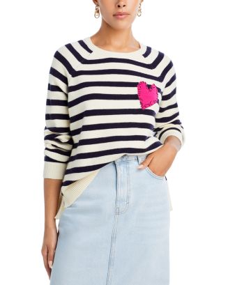 AQUA Heart Patch Sweater - Exclusive | Bloomingdale's