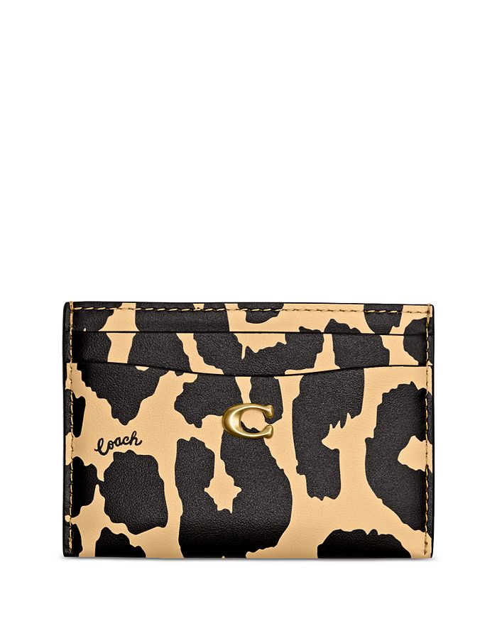 COACH Essential Leopard Print Leather Card Case | Bloomingdale's