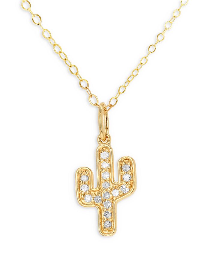 Moon & Meadow 14K Yellow Gold Diamond Cactus Pendant | Bloomingdale's