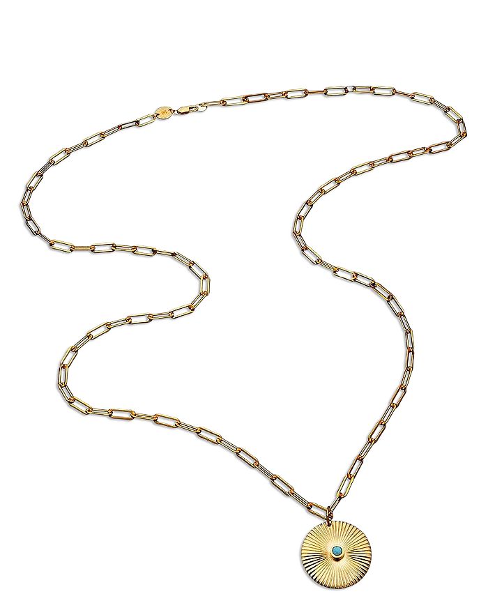 Jennifer Zeuner Iris Turquoise Fluted Disc Pendant Necklace in 18K Gold ...