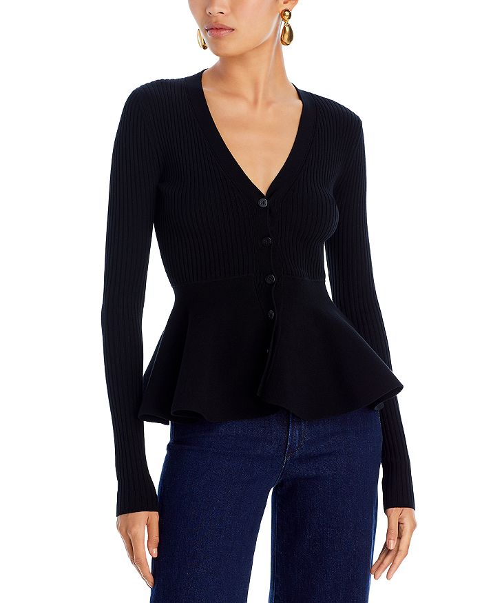 Jason Wu Collection Button Front Peplum Sweater | Bloomingdale's