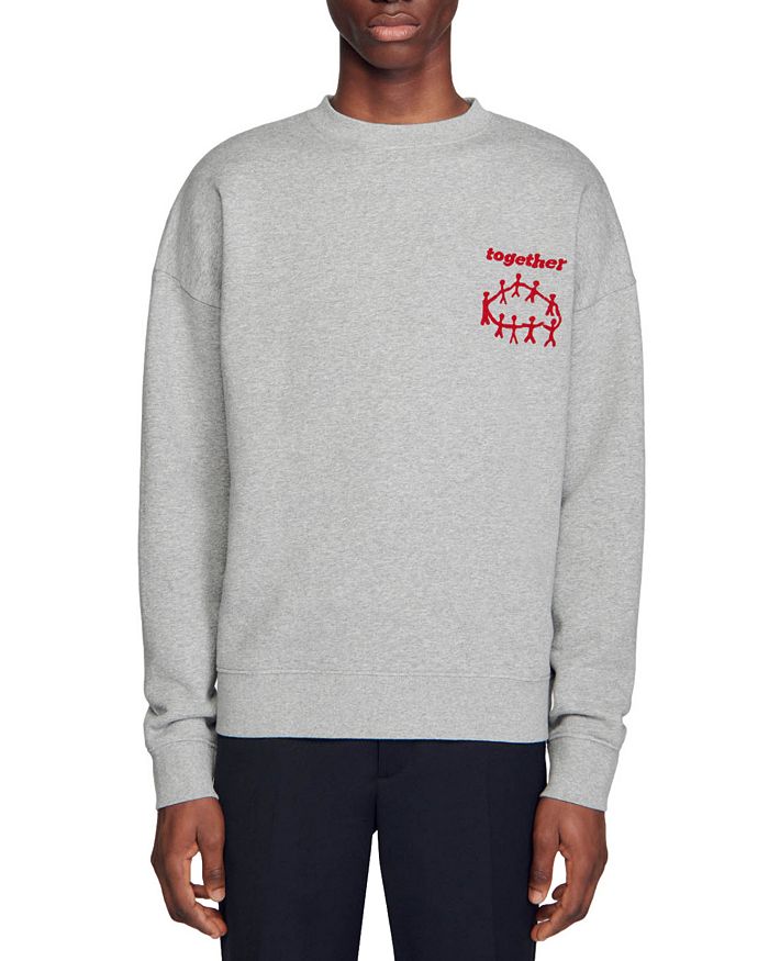 Sandro Brushed Fleece Long Sleeve Graphic Sweatshirt | Bloomingdale's