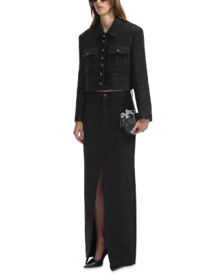 Self-Portrait Cropped Metallic Boucle Jacket & Boucle Maxi Skirt ...