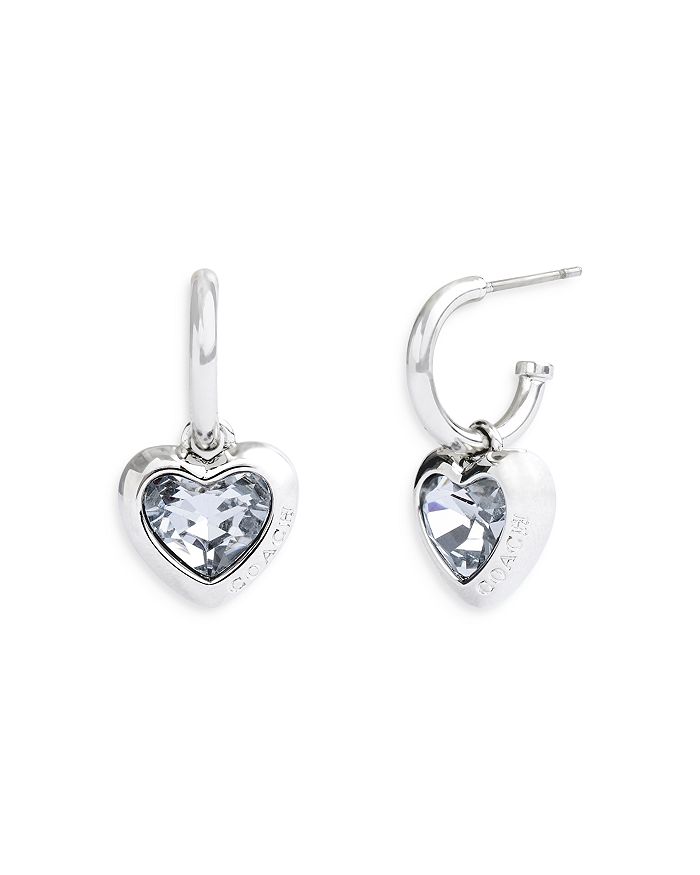 COACH Stone Heart Charm Huggie Hoop Earrings | Bloomingdale's