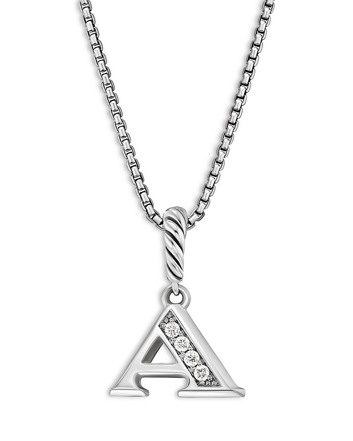 David Yurman Pavé Initial Pendant Necklace in Sterling Silver with ...