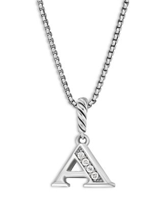 David Yurman Pavé Initial Pendant Necklace in Sterling Silver with ...