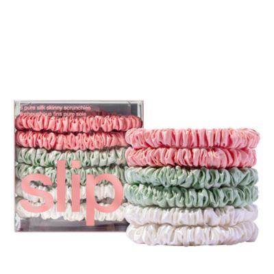 Click here for slip Pure Silk Skinny Scrunchies  Set of 6 prices