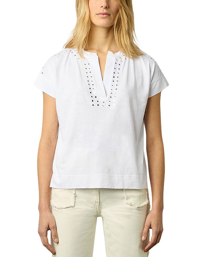 Gerard Darel Manou Studded Split Neck Tee | Bloomingdale's
