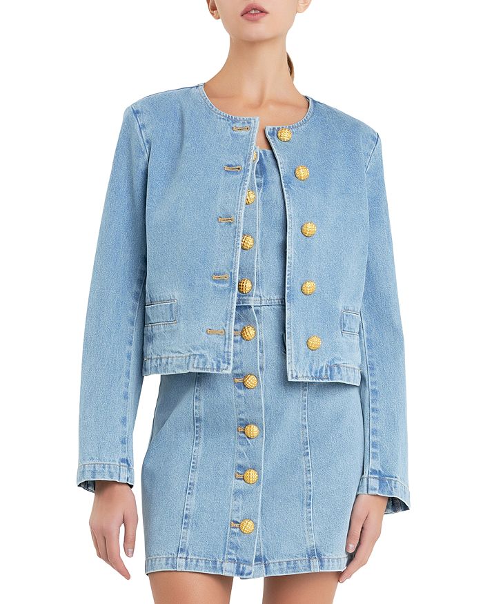 English Factory Cropped Denim Jacket | Bloomingdale's