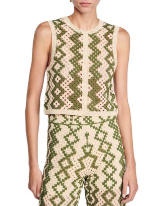 Sandro Crocheted Geometric Sweater Vest | Bloomingdale's