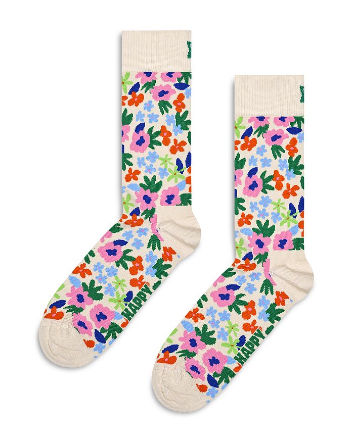 Happy Socks Flower Print Crew Socks | Bloomingdale's