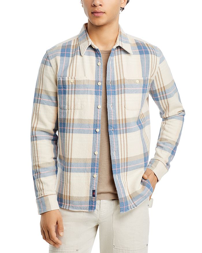 Faherty The Surf Flannel Long Sleeve Printed Button Front Shirt ...