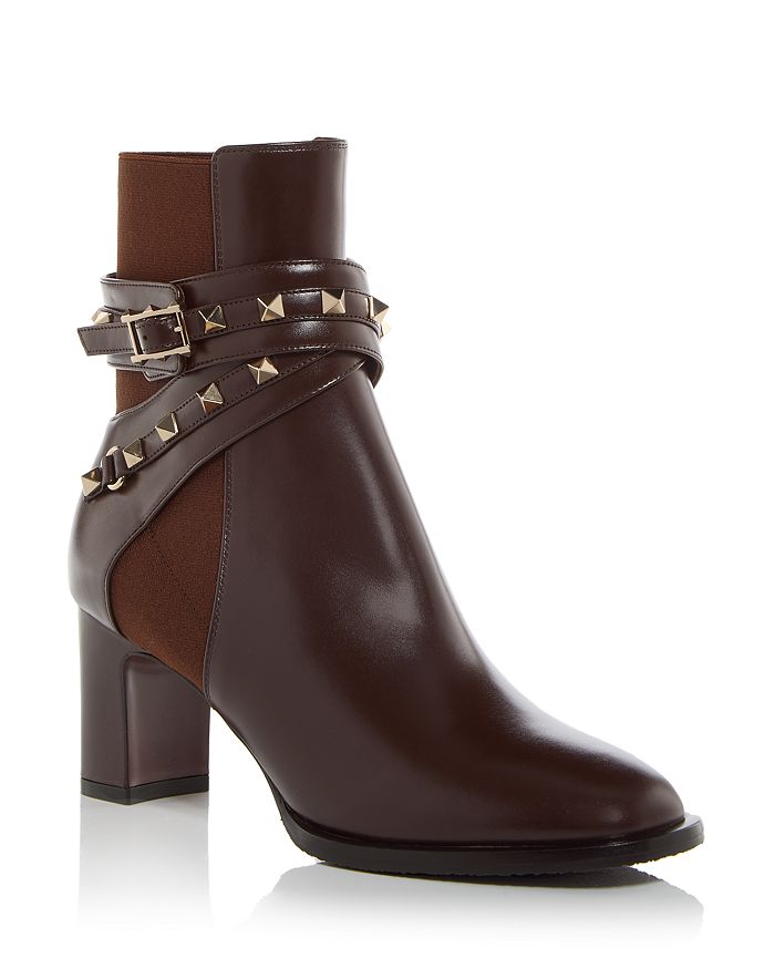 Valentino Garavani Women's Rockstud Embellished Block Heel Booties ...
