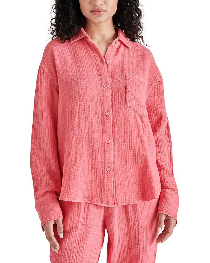 STEVE MADDEN Juna Button Front Cotton Shirt | Bloomingdale's