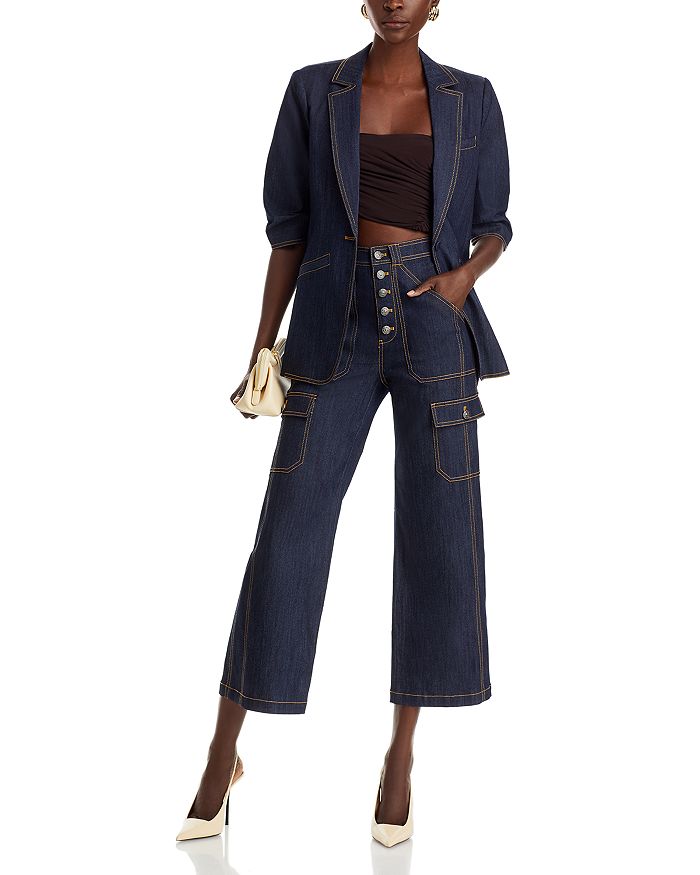 Cinq à Sept Khloe Short Sleeve Denim Blazer & Benji Cargo Jeans in ...