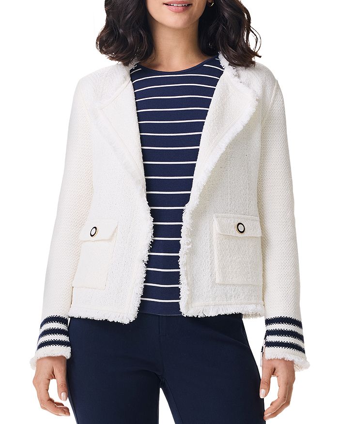 NIC+ZOE Subtle Stripe Fringe Trim Jacket | Bloomingdale's