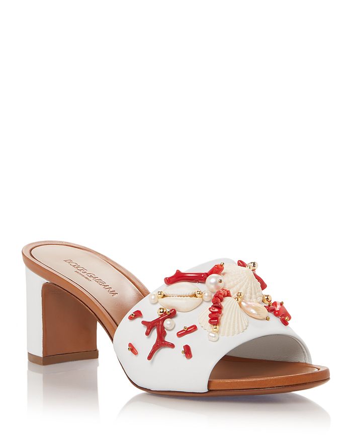 Dolce & Gabbana Women's Embellished Leather Mule Sandals | Bloomingdale's