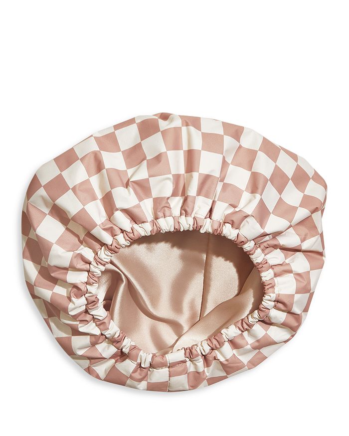 Kitsch Satin Lined Flexi Shower Cap - Terracotta Checker | Bloomingdale's