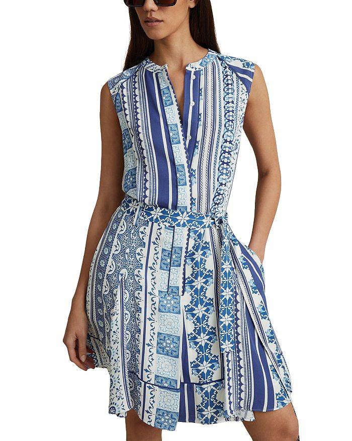 REISS Florence Sleeveless Tile Print Dress | Bloomingdale's