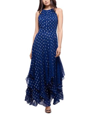 AQUA Sleeveless Metallic Moon Print Dress | Bloomingdale's