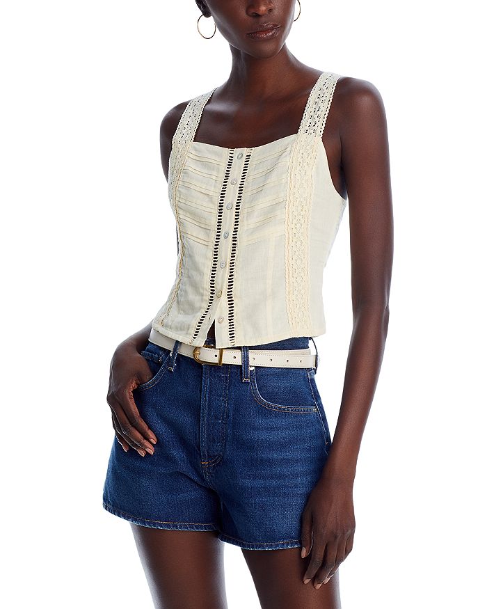 AQUA Button Front Sleeveless Top - Exclusive | Bloomingdale's