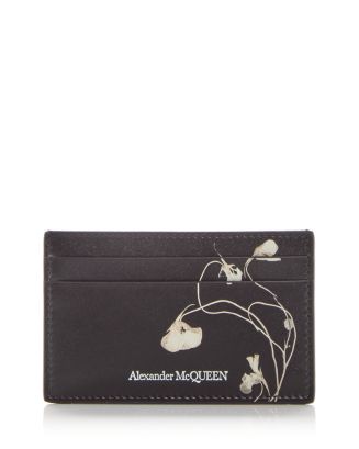 McQueen Alexander Floral Print Leather Card Case | Bloomingdale's