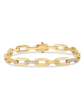 Roberto Coin 18K Yellow Gold Navarra Diamond Open Chain Link Bracelet ...