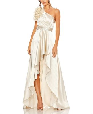 Click here for Mac Duggal Ruffled One Shoulder Cut Out Hi-Low Gow... prices