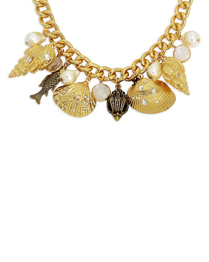 KURT GEIGER LONDON Signature Eagle & Shell Bib Necklace, 16 ...