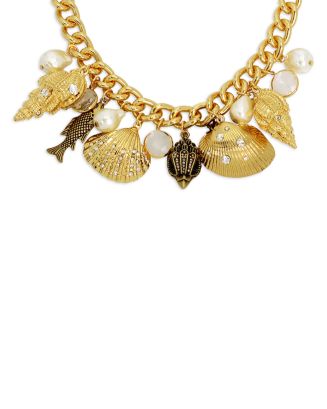 KURT GEIGER LONDON Signature Eagle & Shell Bib Necklace, 16 ...