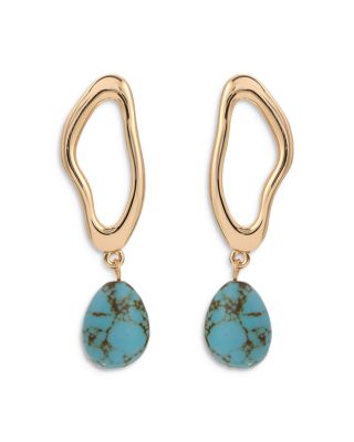 Click here for Ettika Turquoise Charm Sculptural Circle Drop Earr... prices
