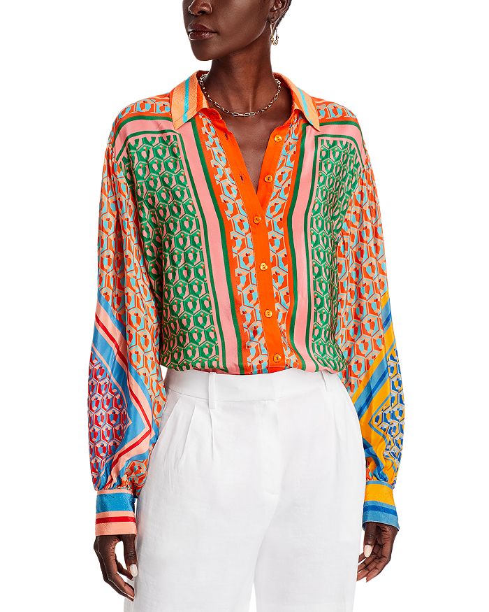 FARM Rio Cashew Mixed Print Long Sleeve Blouse | Bloomingdale's