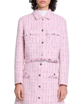 Maje Villoxia Tweed Fringe Trim Blazer | Bloomingdale's