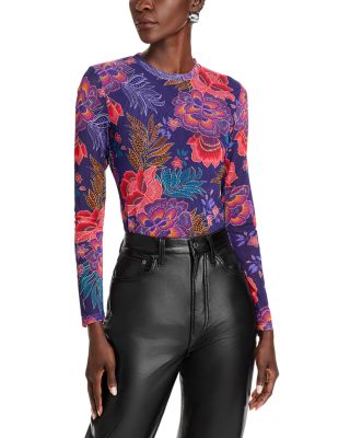 Johnny Was Natalie Printed Mesh Long Sleeve Top | Bloomingdale's