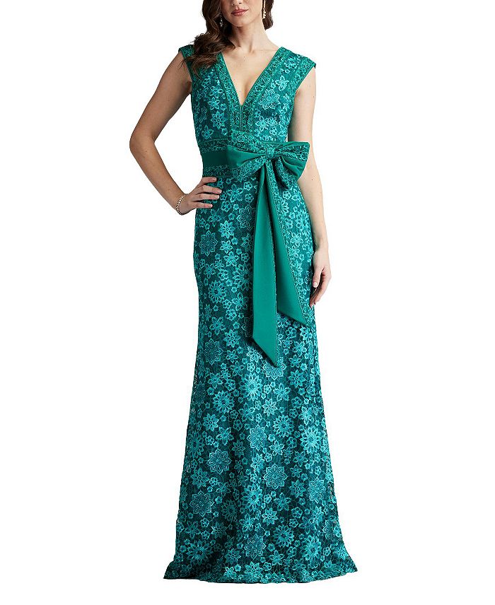 Tadashi Shoji Esha Embroidered Waist Bow Gown | Bloomingdale's