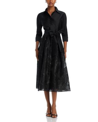 Click here for Teri Jon by Rickie Freeman Mixed Media Shirt Dress prices