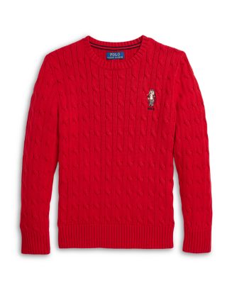 Ralph Lauren Boys' Polo Bear Cable Knit Cotton Sweater - Big Kid ...