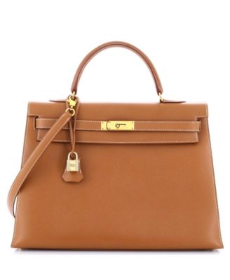 Pre-Owned HERMÈS Pre-Owned Hermes Kelly 35 Handbag Brown Courchevel ...