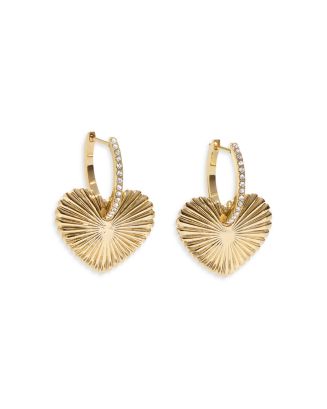 BAUBLEBAR Paxton Pavé Sunray Heart Dangle Huggie Hoop Earrings ...