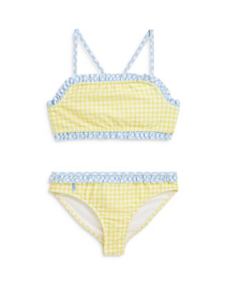 Ralph Lauren Girls' Gingham Ruffled Two-Piece Swimsuit - Little Kid ...