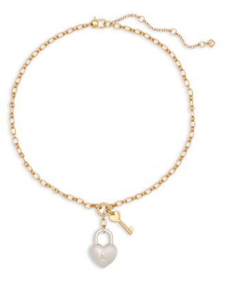 kate spade new york Heart Padlock & Key Pendant Necklace, 16-19 ...
