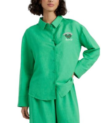 Chinti & Parker Women's Linen-Cotton Peanuts Racquet Club Shirt ...