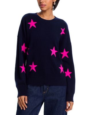 Click here for Aqua 100 Cashmere Star Crewneck Sweater - Exclusiv... prices