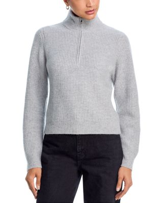 Click here for Aqua 100 Cashmere Zip Neck Sweater - Exclusive prices