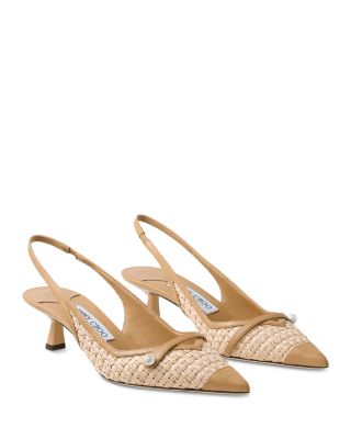 Click here for Jimmy Choo Womens Amita 45 Raffia Slingback Pumps prices