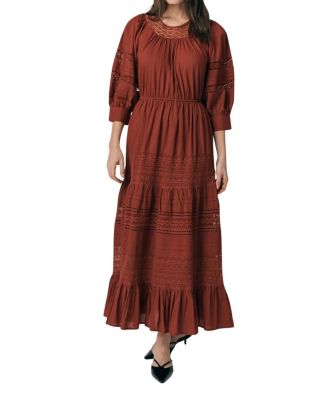 Click here for Ghost London Leoni Lace Trim Cotton Midi Dress prices