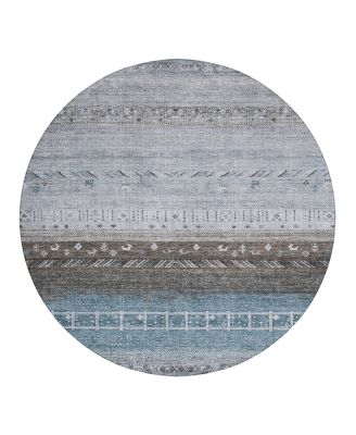 Dalyn Karaj Washable KJ7 8x8 Round Area Rug - Blue