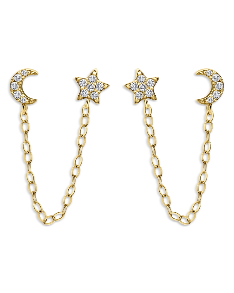 Click here for Aqua Pave Cubic Zirconia Star & Moon Front-Back Ea... prices
